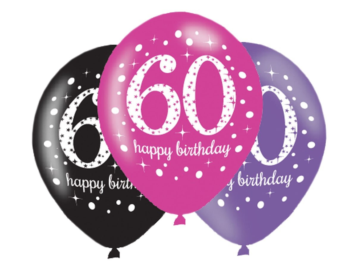 Balony z nadrukiem "60" - 28 cm - 6 szt. | BALONY \ BALONY LATEKSOWE ...